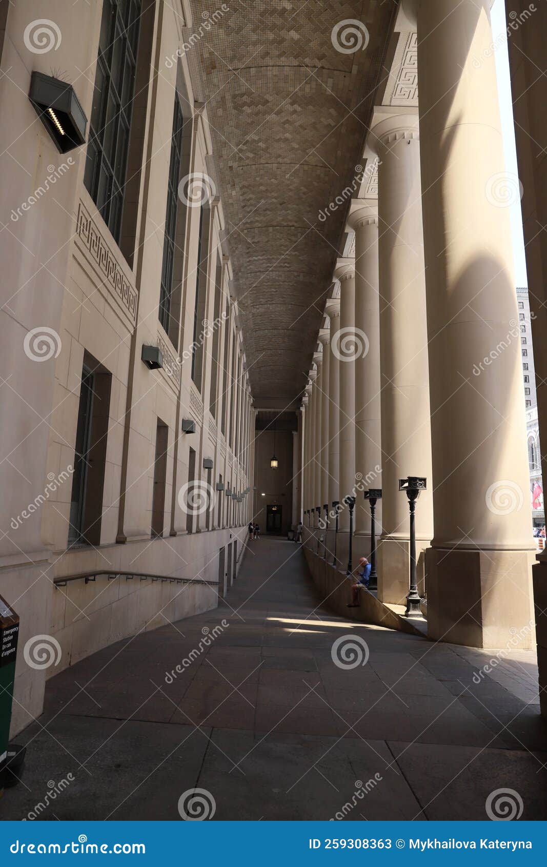 Old Restored Building - Massive Columns and a Long Corridor. Ancient ...