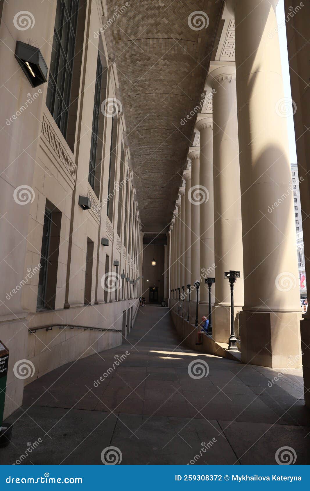 Old Restored Building - Massive Columns and a Long Corridor. Ancient ...