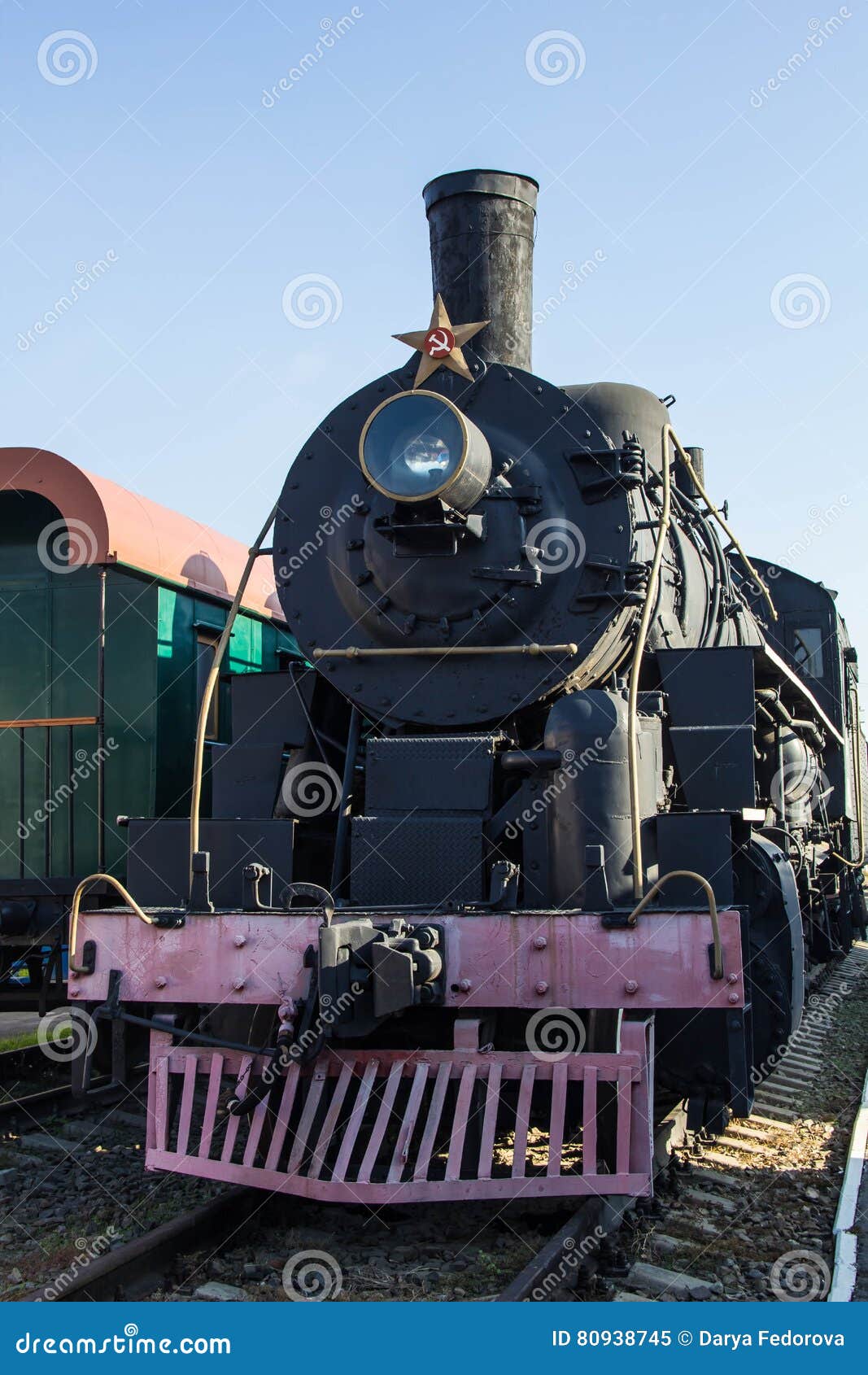Old Restored Steam Train with Wagons Stock Image - Image of historic ...