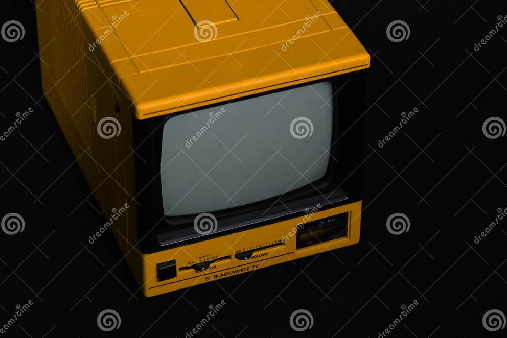 Old Retro Analog Television on a Black Background Stock Photo - Image ...