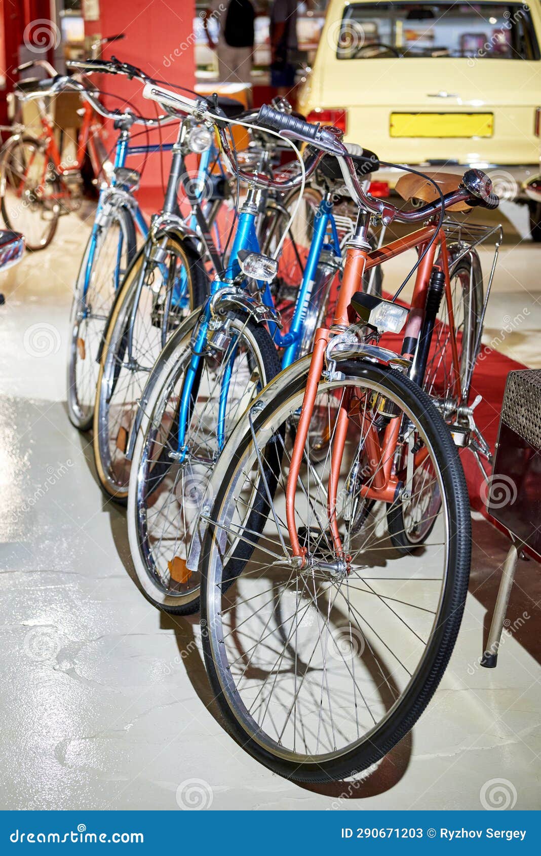Old retro bicycles editorial stock photo. Image of parked - 290671203
