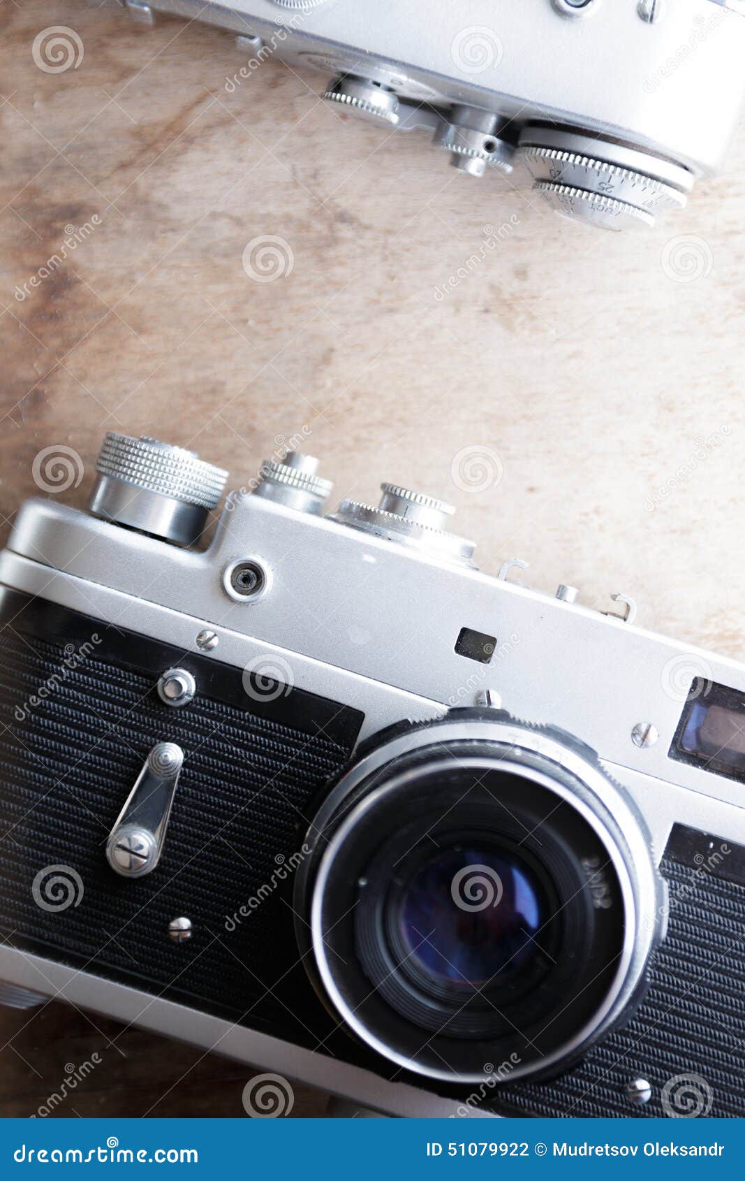 Old retro camera on table. stock photo. Image of nostalgia - 51079922