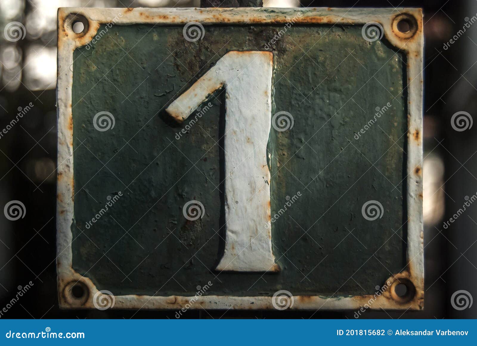 Old Retro Cast Iron Plate Number 1 Stock Photo - Image of closeup ...