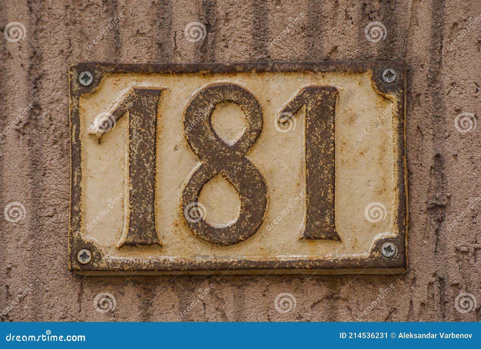 Old Retro Cast Iron Plate Number 181 Stock Image - Image of iron, frame ...