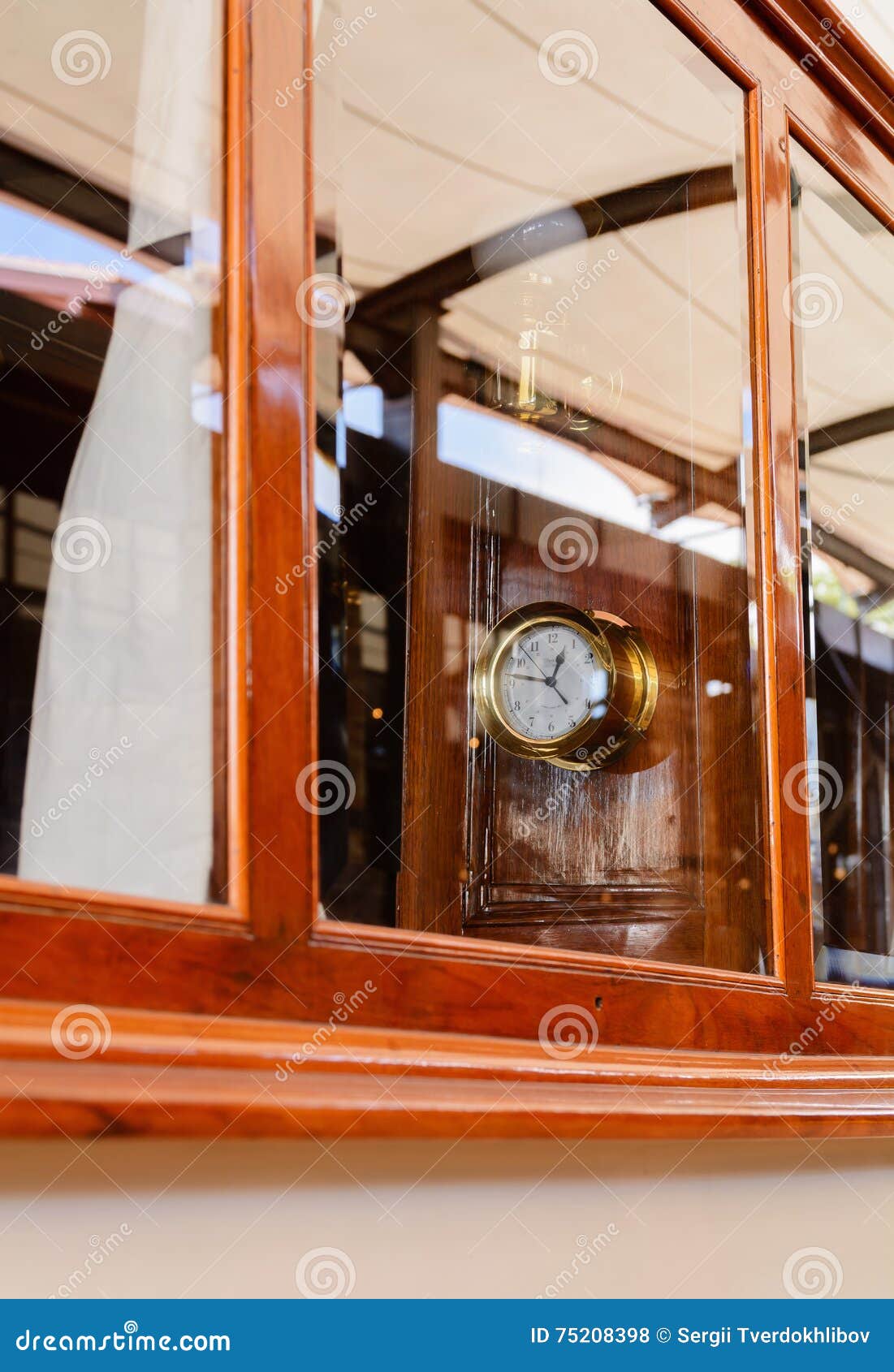 Old Retro Clock with Roman Numerals Behind Glass Stock Photo - Image of ...