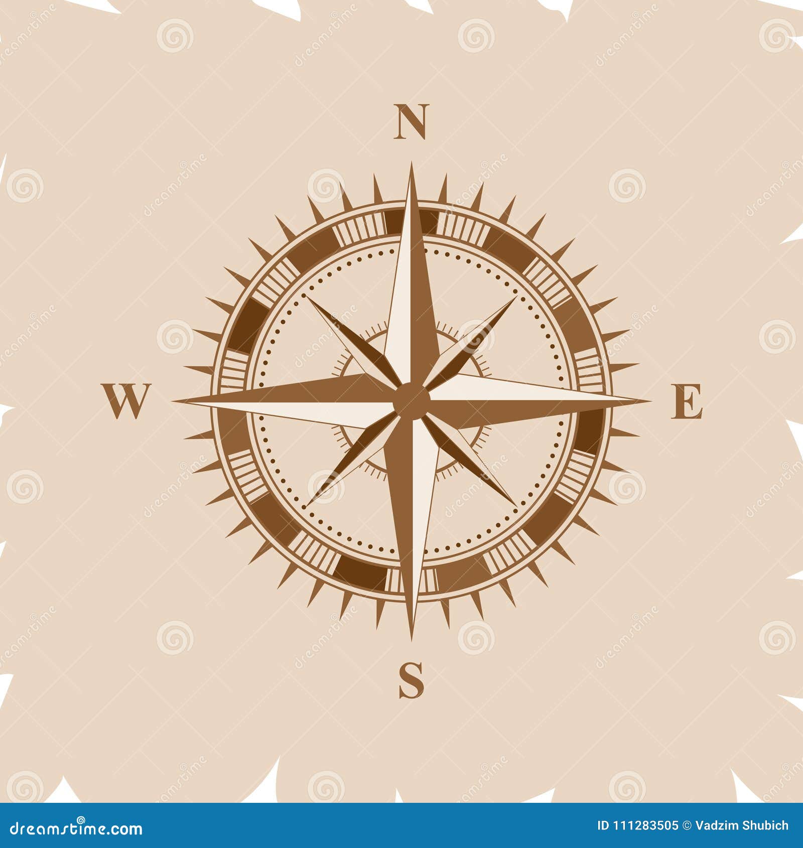 Old Retro Compass for Navigating Brown. Flat Vector Illustration EPS 10 ...