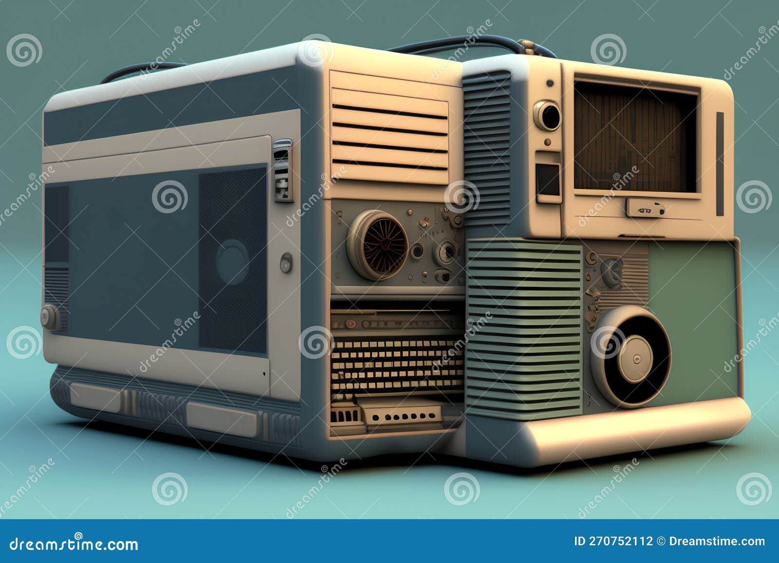 Old Retro Computer, Generative AI Illustration Stock Illustration ...