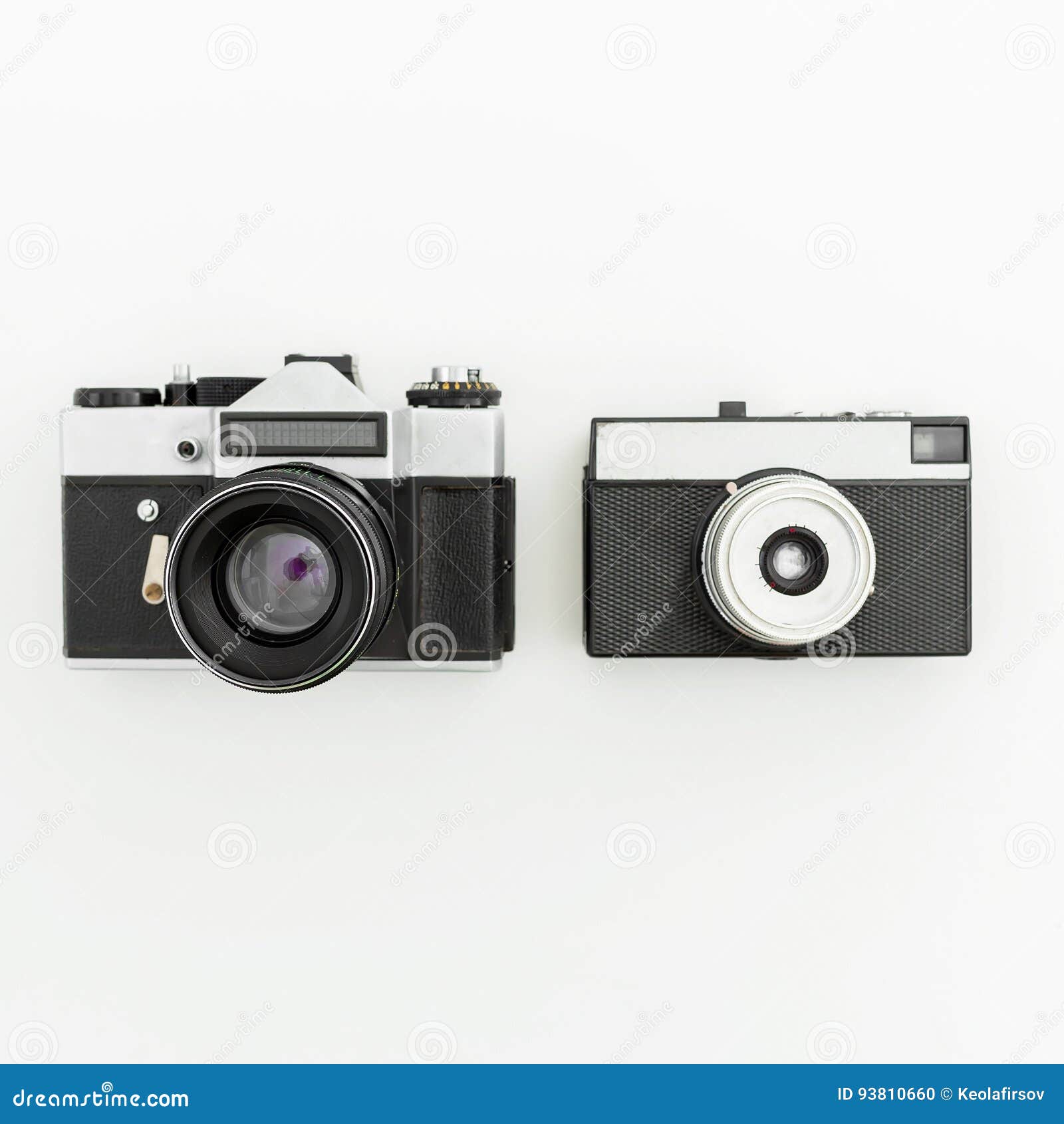 Old Retro Film Cameras. Flat Lay, Top View Stock Photo - Image of flat ...