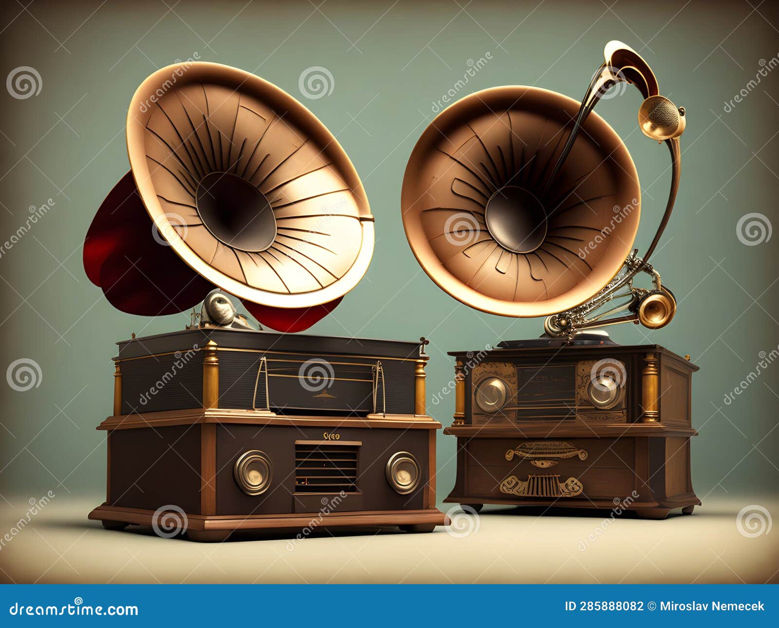 Old Retro Gramophone, Generative AI Illustration Stock Illustration ...