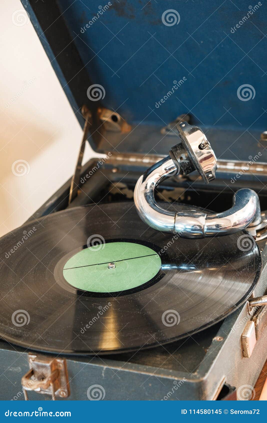 Old retro gramophone stock image. Image of record, retro - 114580145