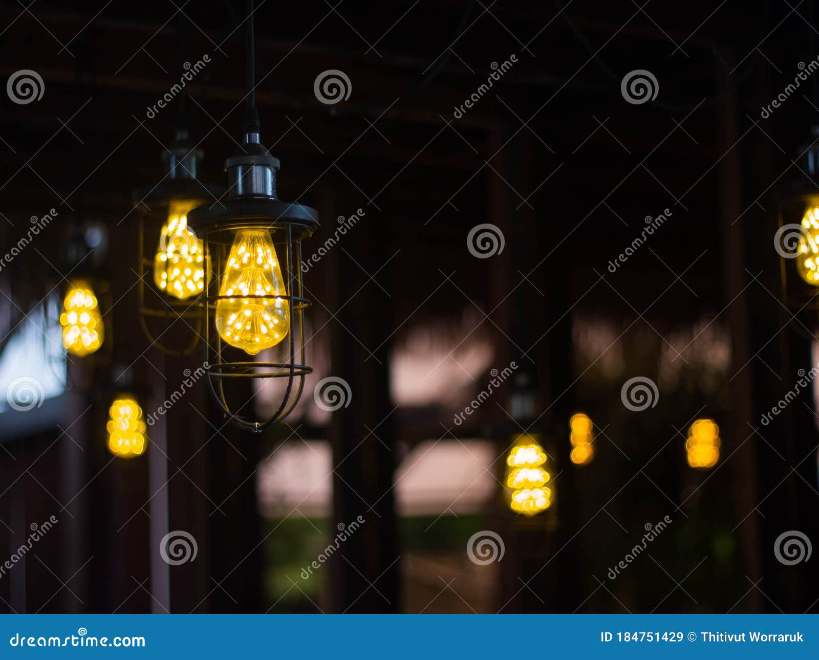 Old Retro Light Bulb Fluctuating Light in Restaurant Stock Image ...