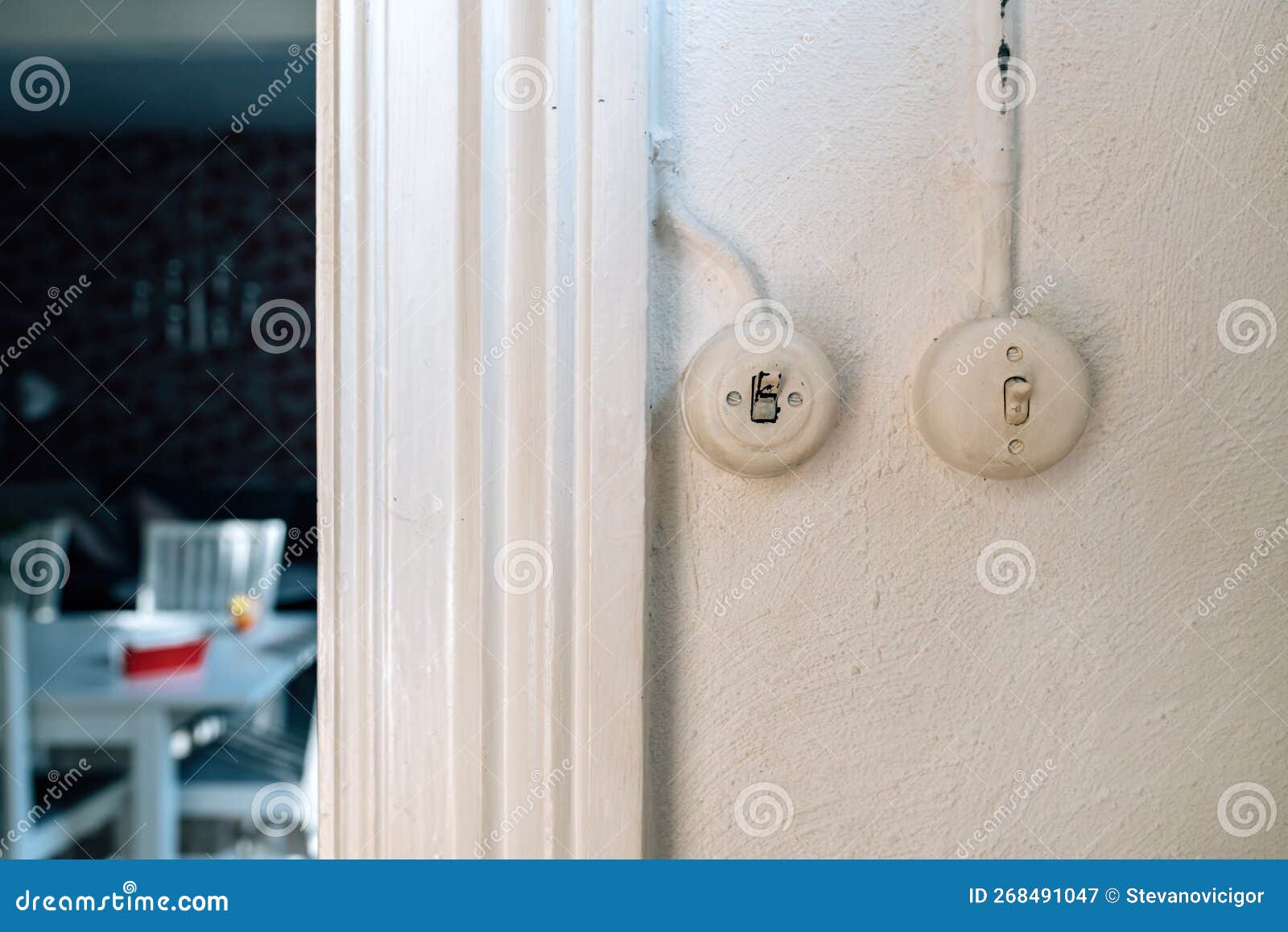 Old Retro Light Switch in Living Room Stock Image - Image of supply ...