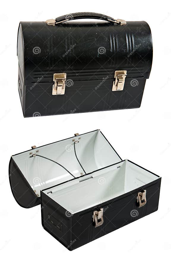 Old Retro Lunch Box Isolated on WHite Stock Photo - Image of opened ...