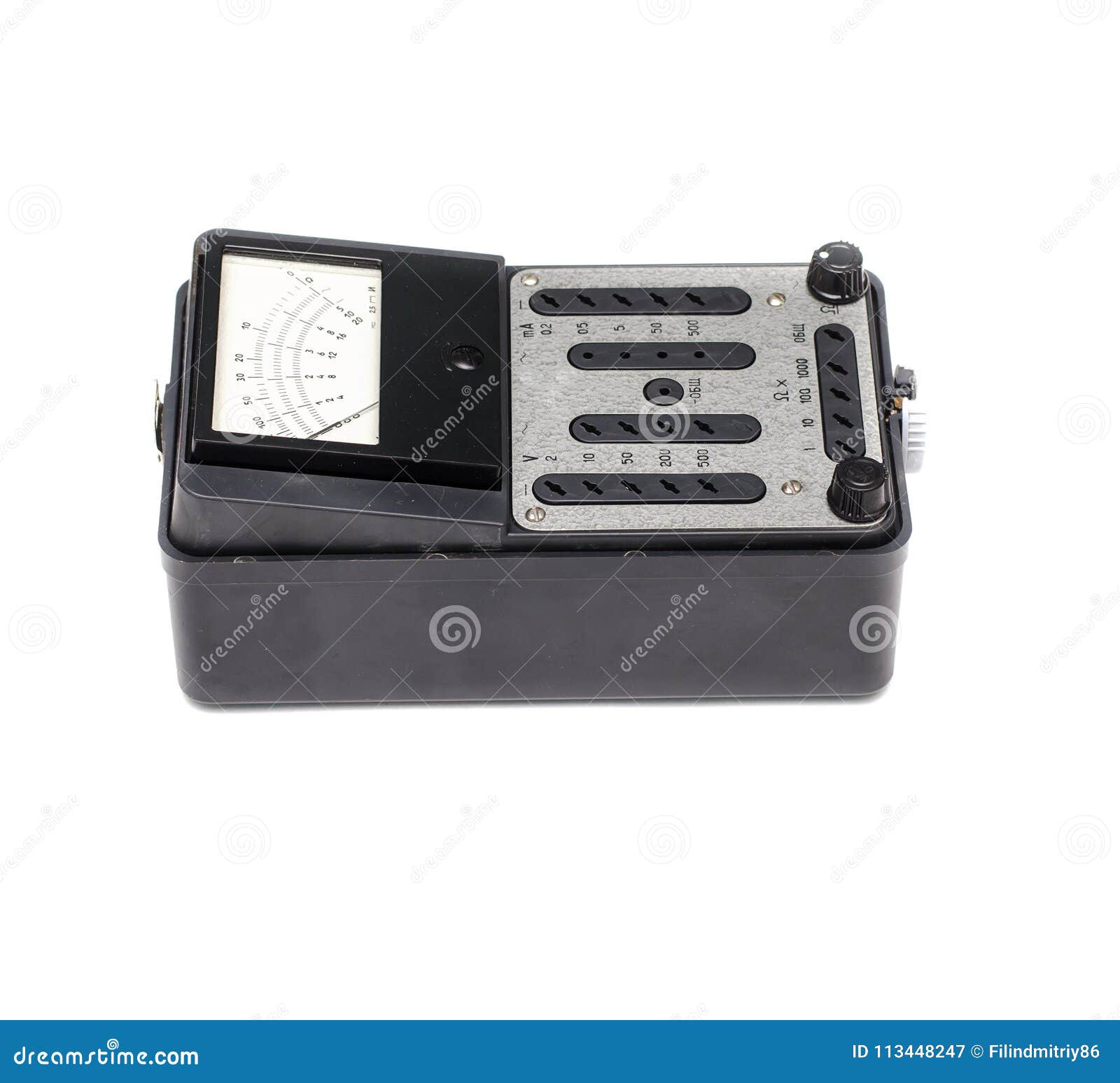 Old Retro Multimeter Isolated on White Background. Stock Image - Image ...