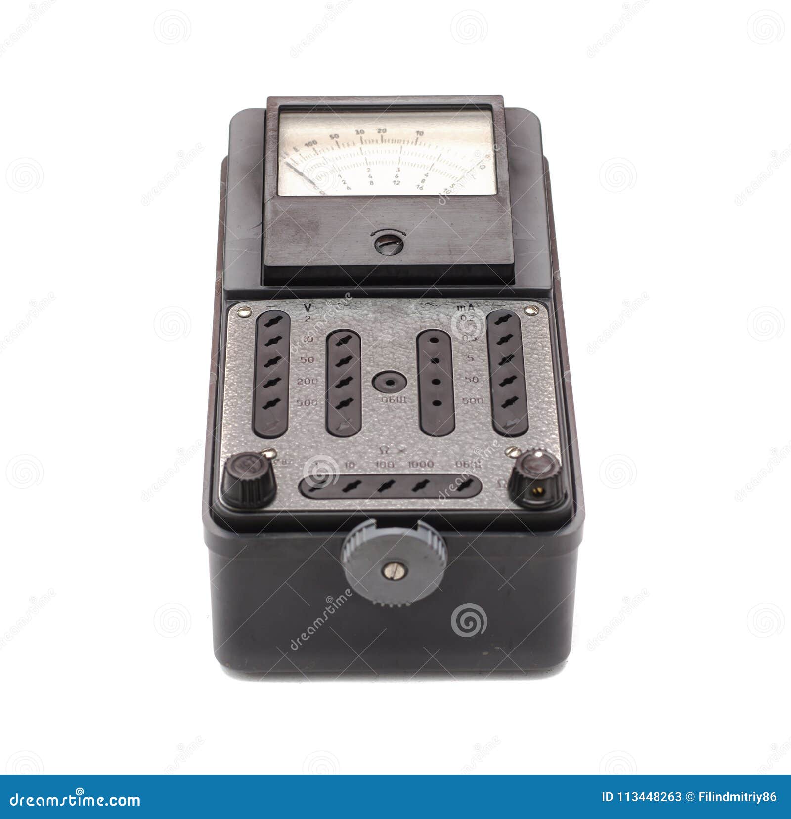 Old Retro Multimeter Isolated on White Background. Stock Image - Image ...