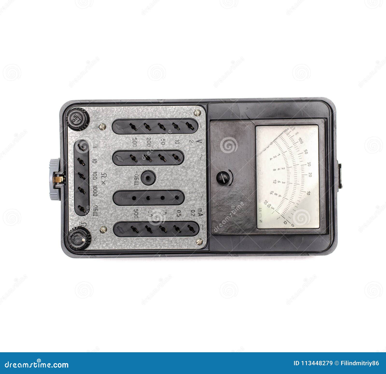 Old Retro Multimeter Isolated on White Background. Stock Image - Image ...