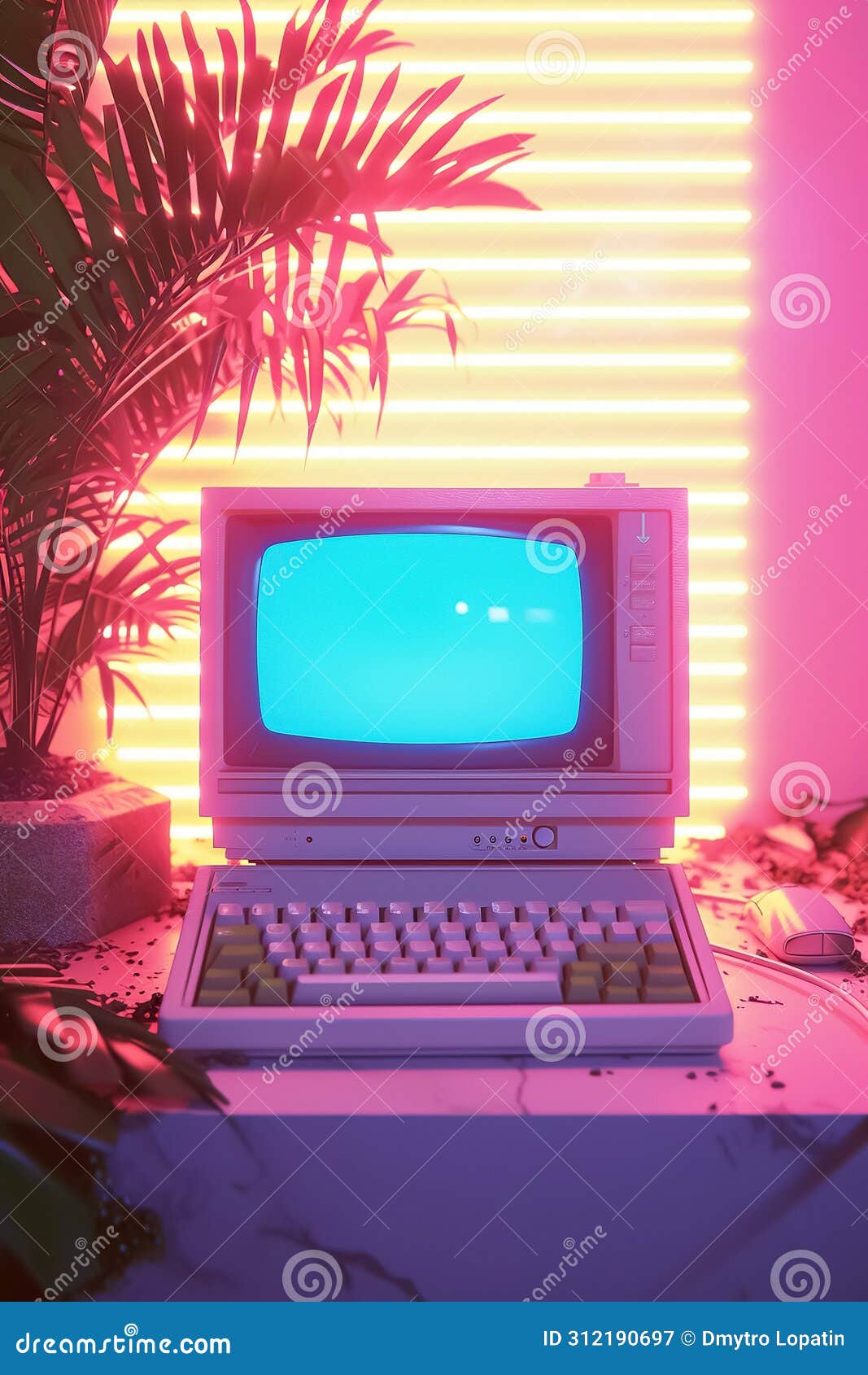 Old Retro Personal Computer with Vintage CRT Display, Obsolete Old ...