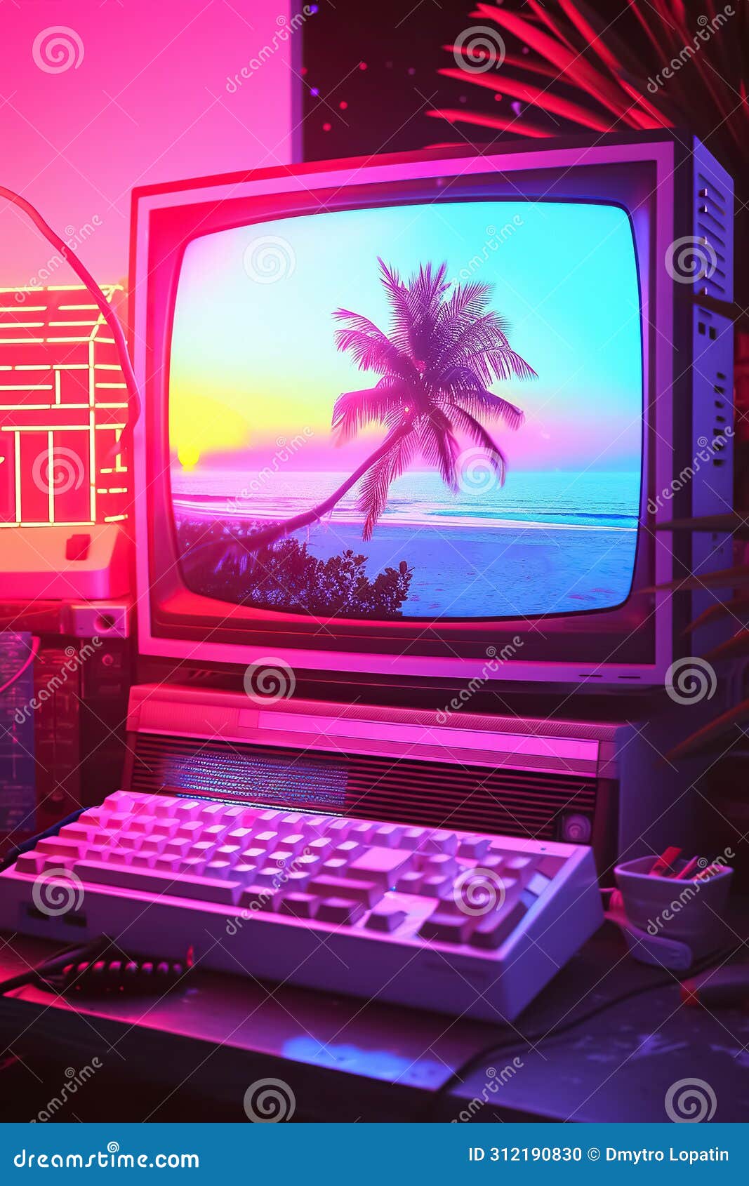 Old Retro Personal Computer with Vintage CRT Display, Obsolete Old ...