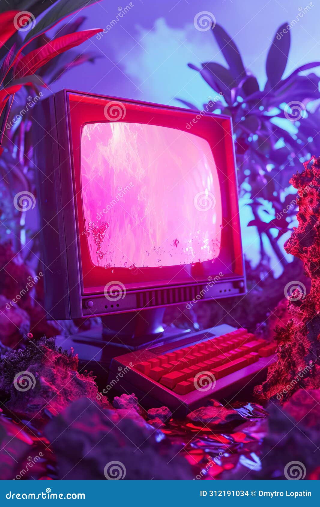 Old Retro Personal Computer with Vintage CRT Display, Obsolete Old ...