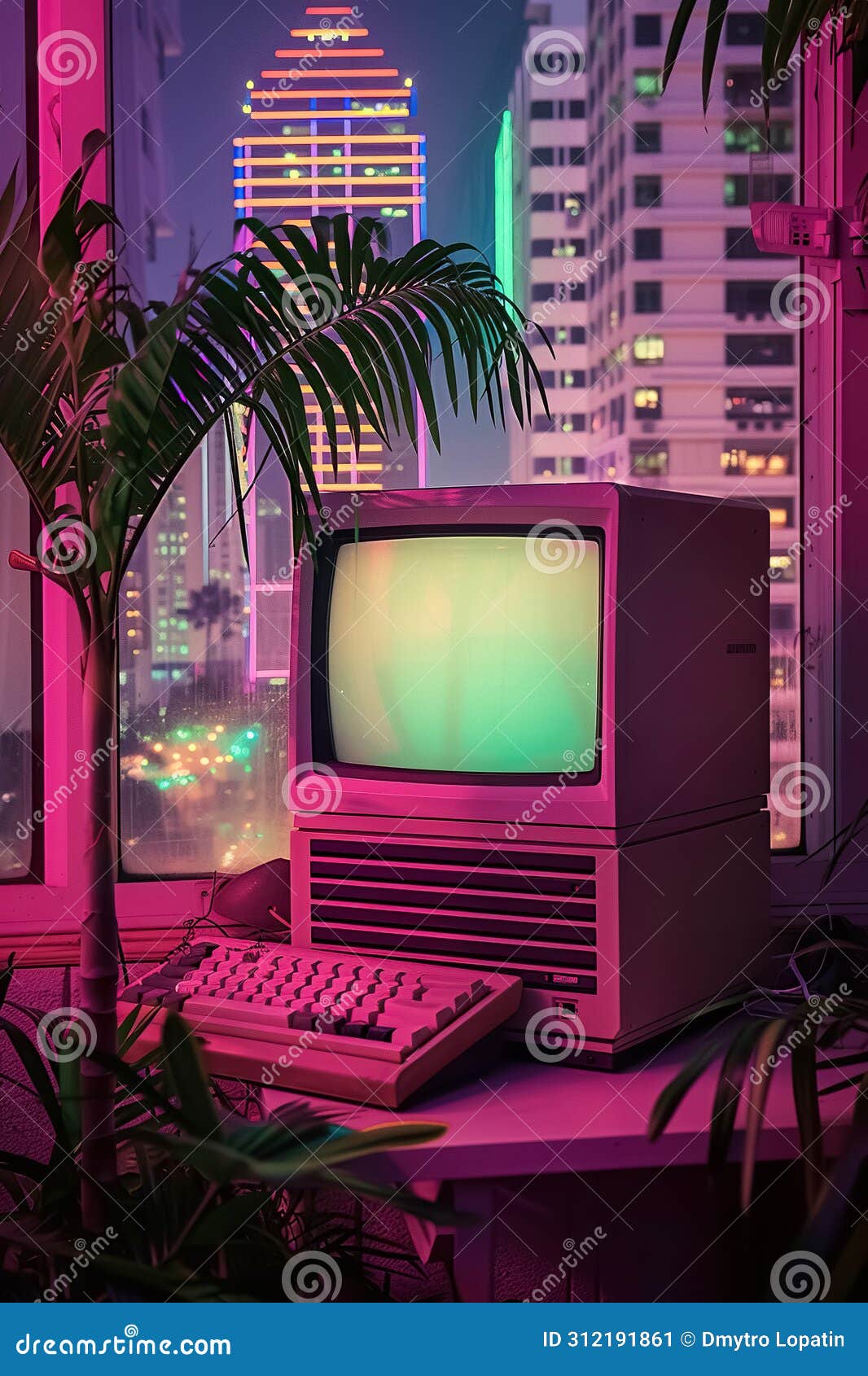 Old Retro Personal Computer with Vintage CRT Display, Obsolete Old ...