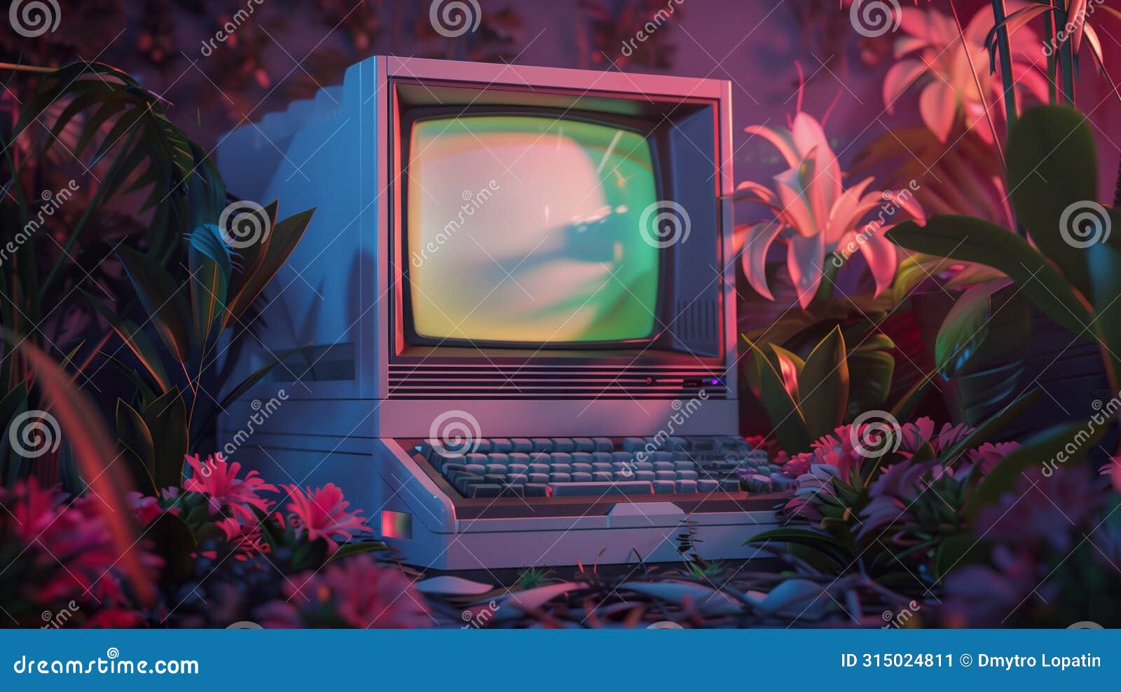 Old Retro Personal Computer with Vintage CRT Display, Obsolete Old ...