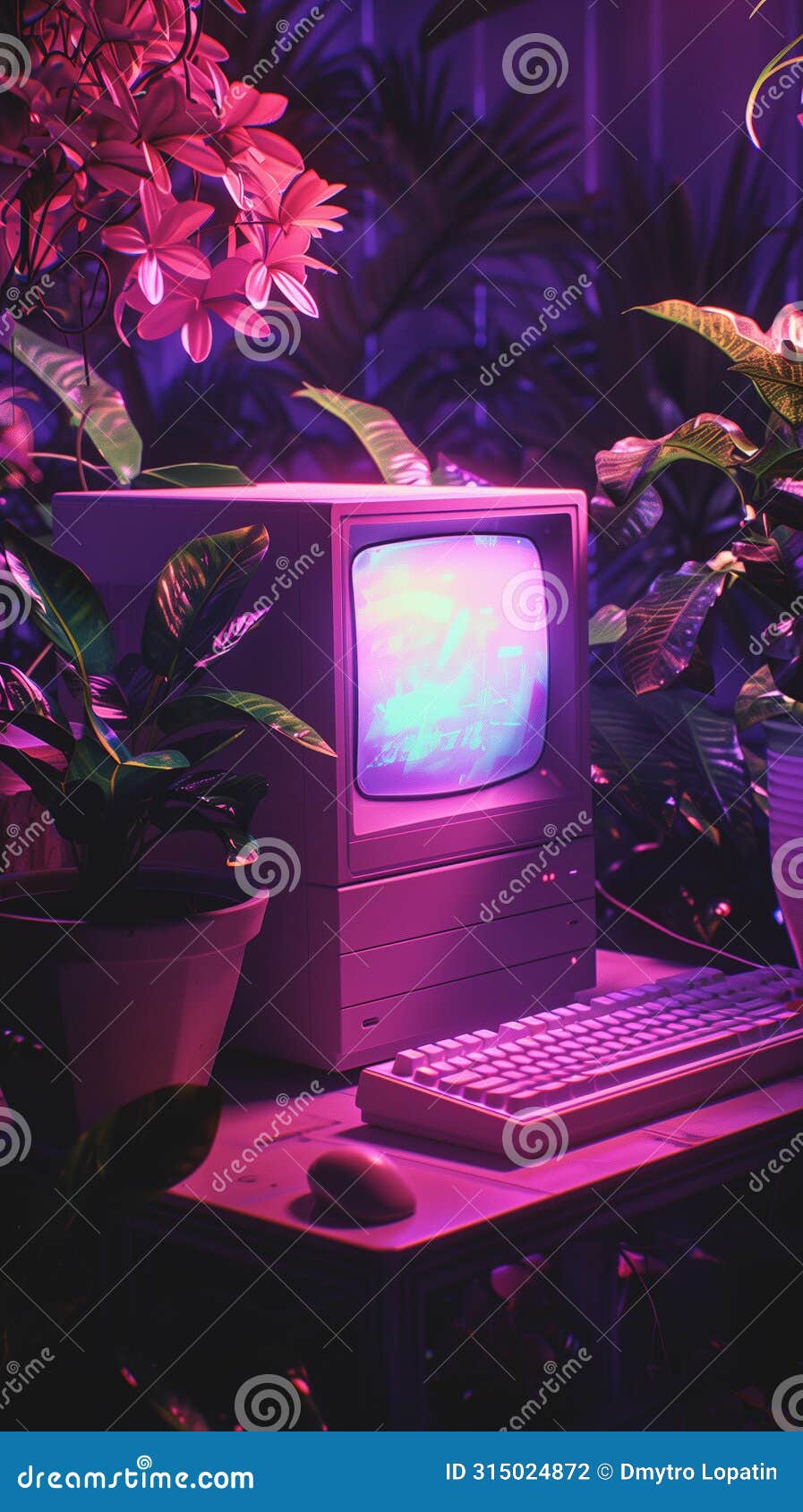 Old Retro Personal Computer with Vintage CRT Display, Obsolete Old ...