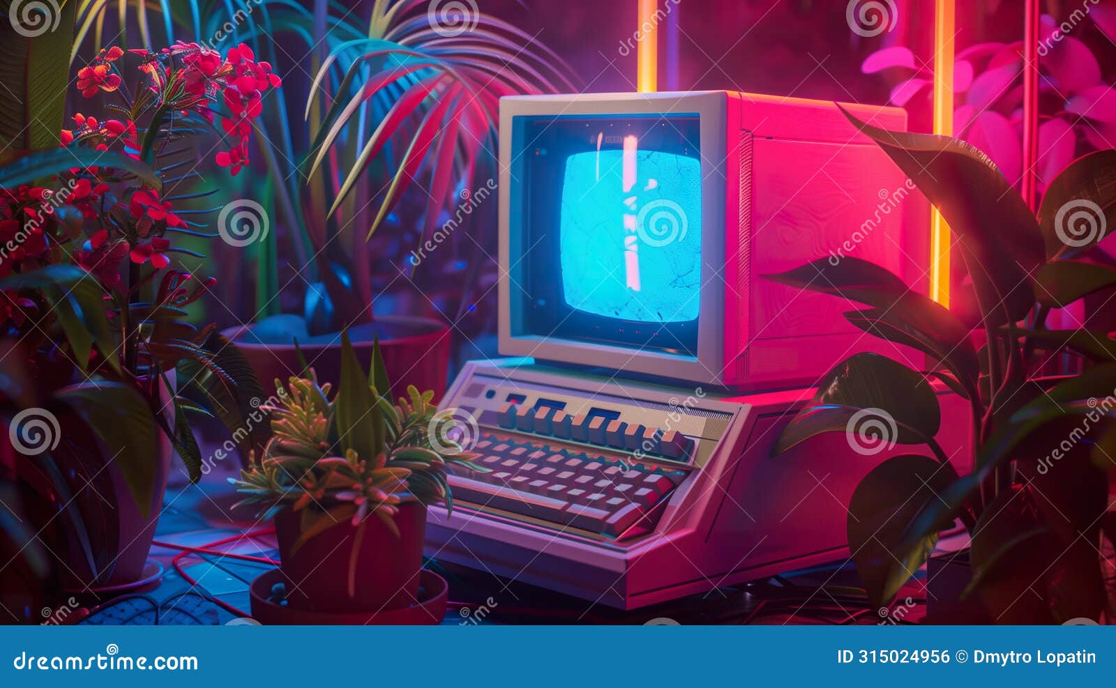 Old Retro Personal Computer with Vintage CRT Display, Obsolete Old ...