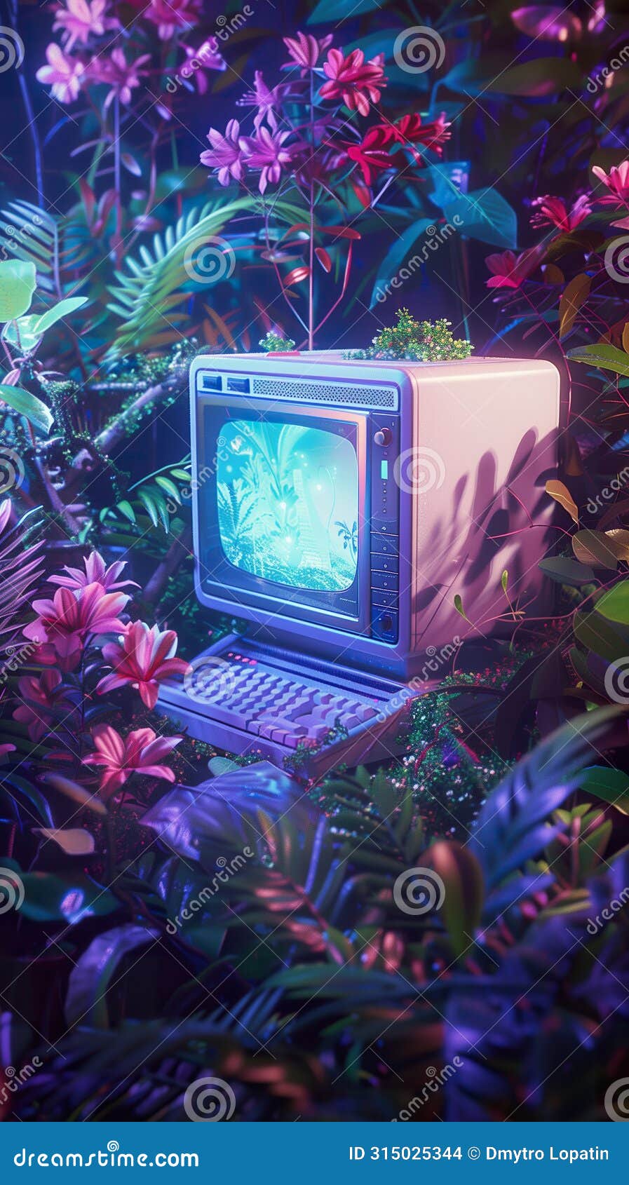 Old Retro Personal Computer with Vintage CRT Display, Obsolete Old ...