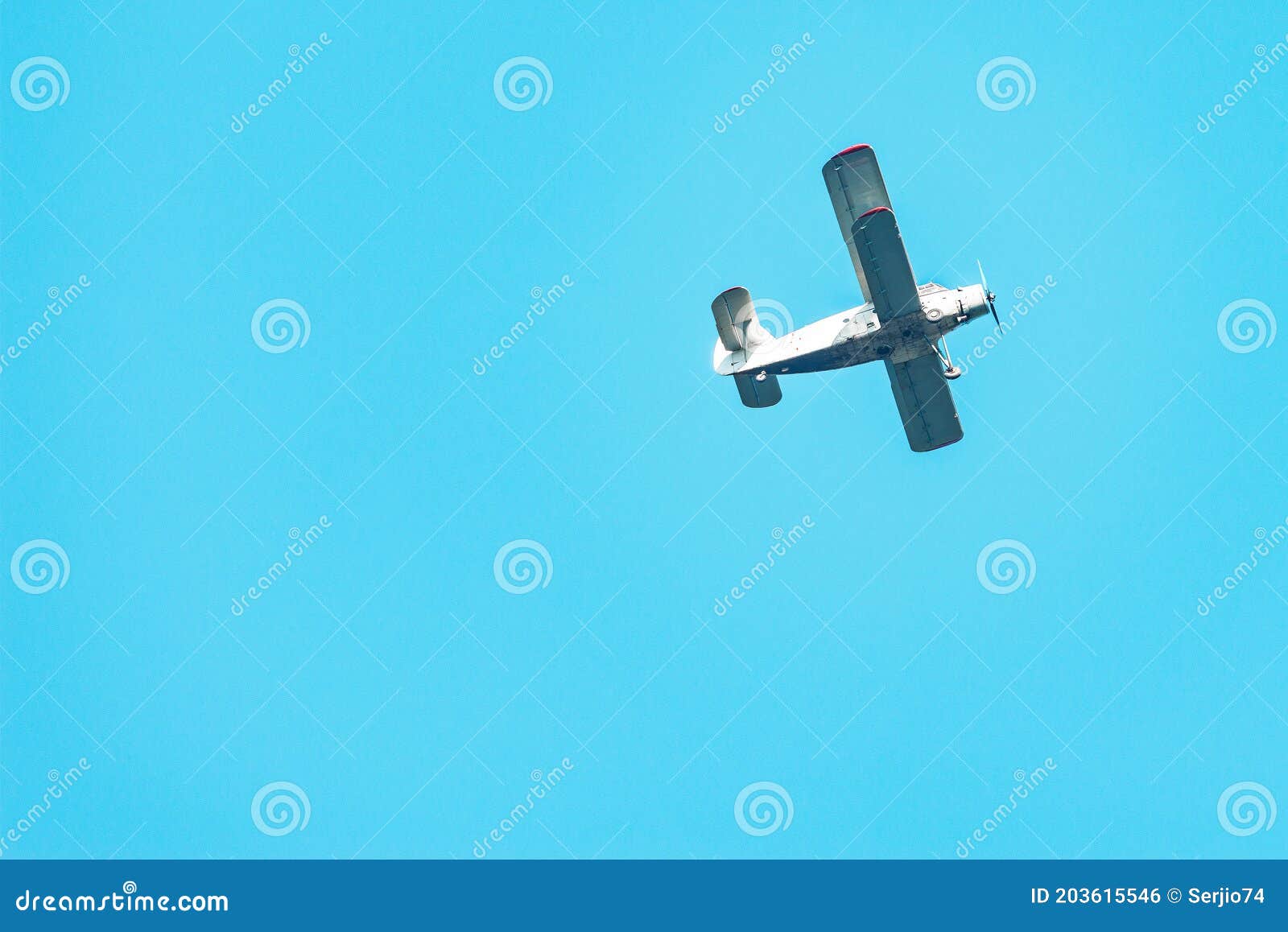 Old Retro Plane Flies in the Sky Stock Photo - Image of airplane ...