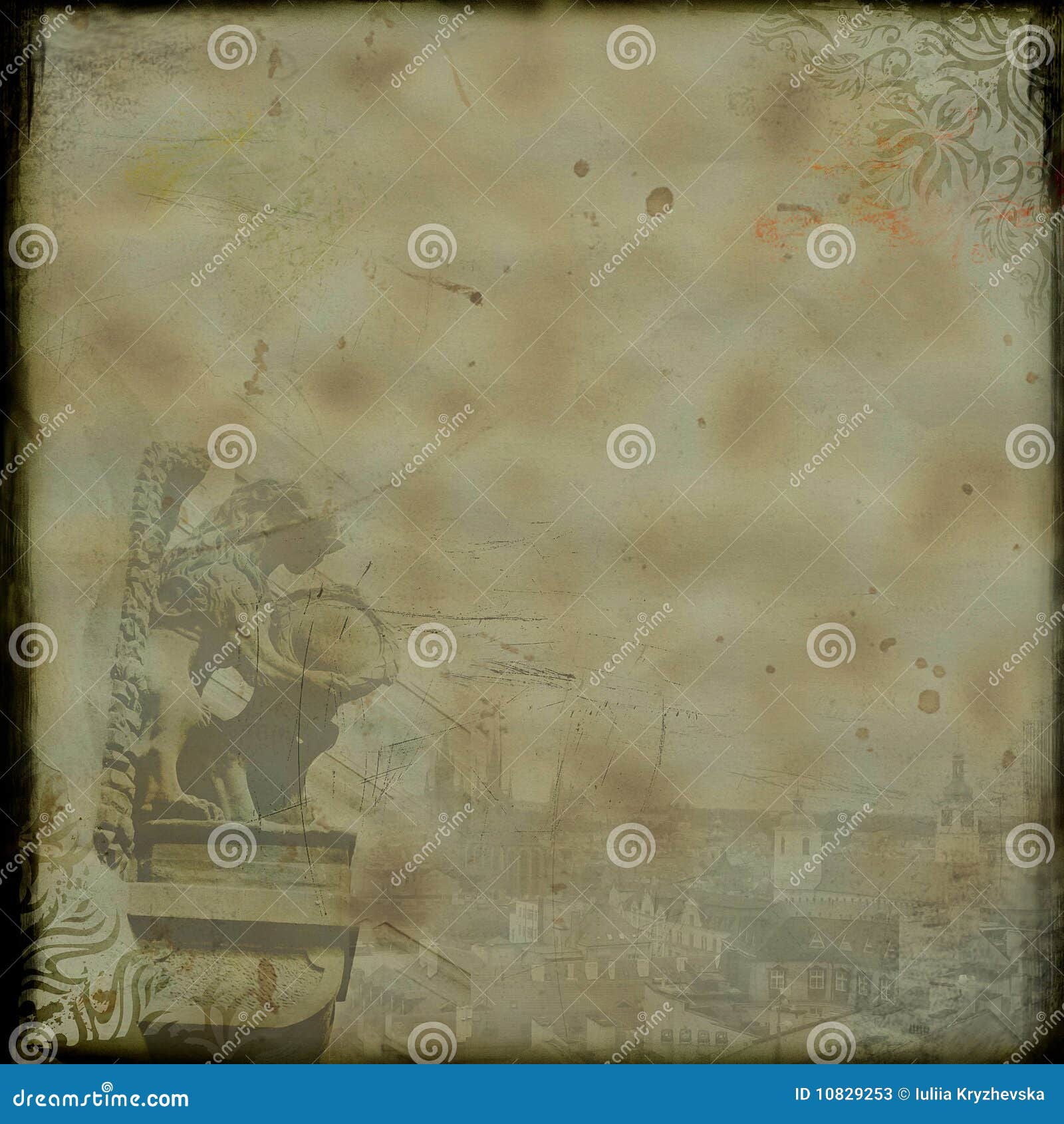 Old Retro Postcard with Prague Cityscape Stock Image - Image of ...