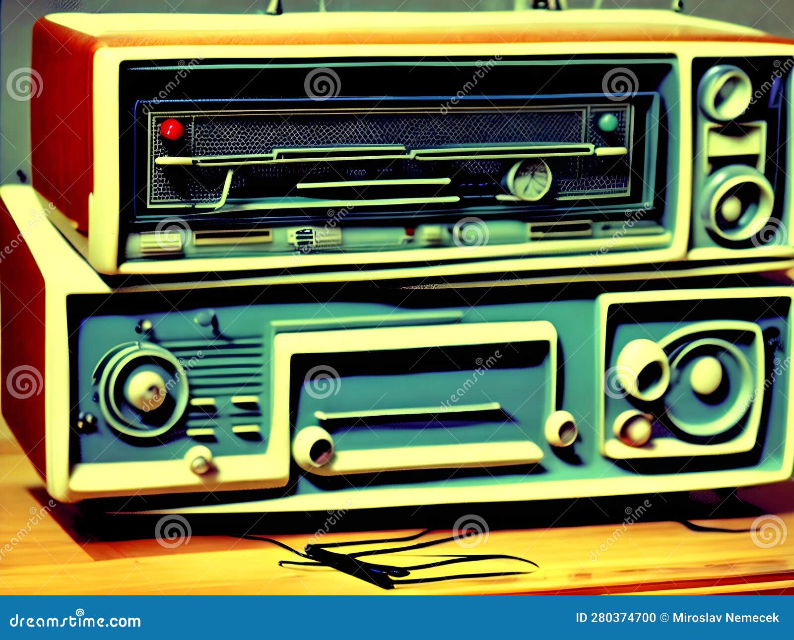 Old Retro Radio, Generative AI Illustration Stock Illustration ...
