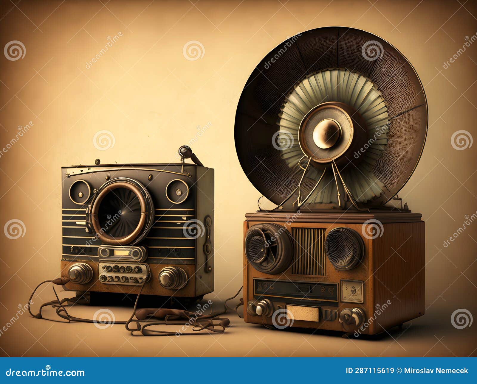 Old Retro Radio, Generative AI Illustration Stock Illustration ...