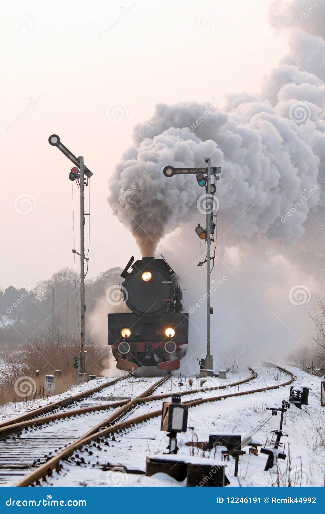 Old retro steam train stock image. Image of semaphore - 12246191