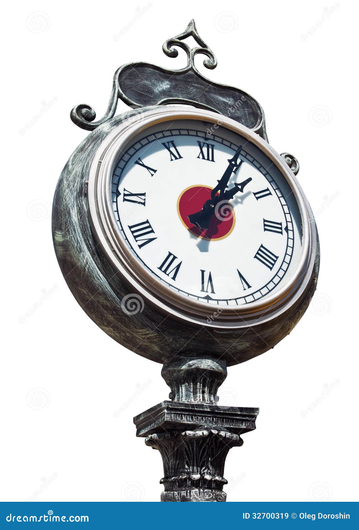 Old Retro Street Clock Isolated Stock Image - Image of building, minute ...