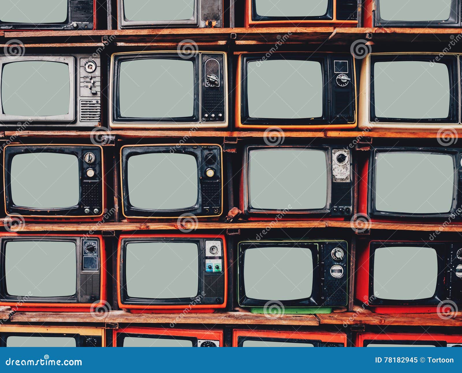 Old Retro Television and Blank Screen Display Stock Image - Image of ...