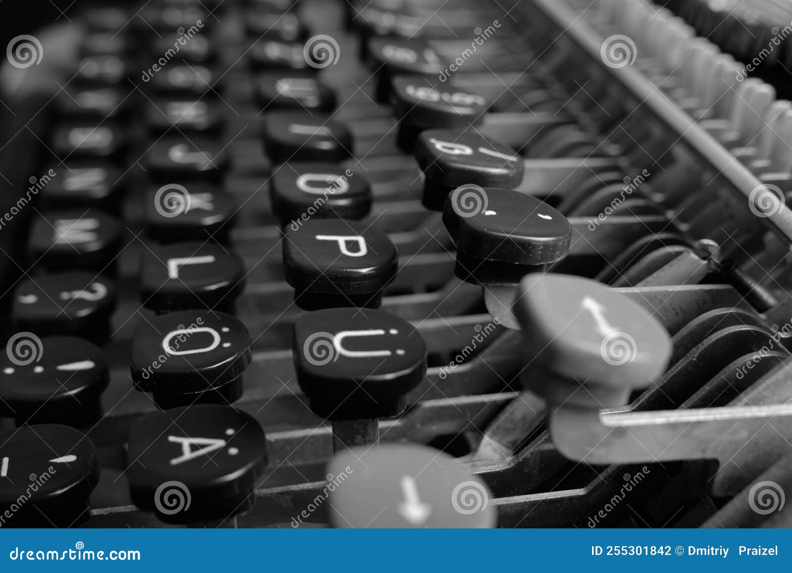 Old Retro Typewriter with Mechanical Keyboard with Alphabet Stock Photo ...