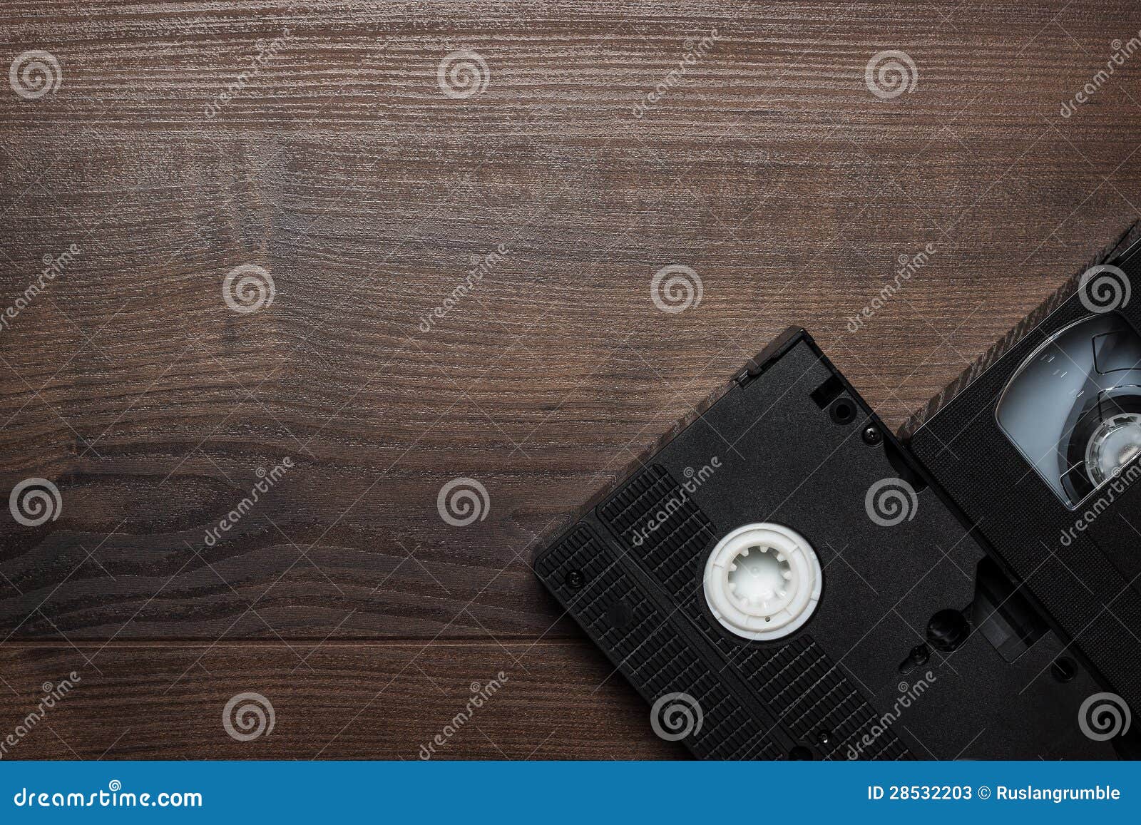 Old Retro Video Tape Over Wooden Background Stock Image - Image of film ...