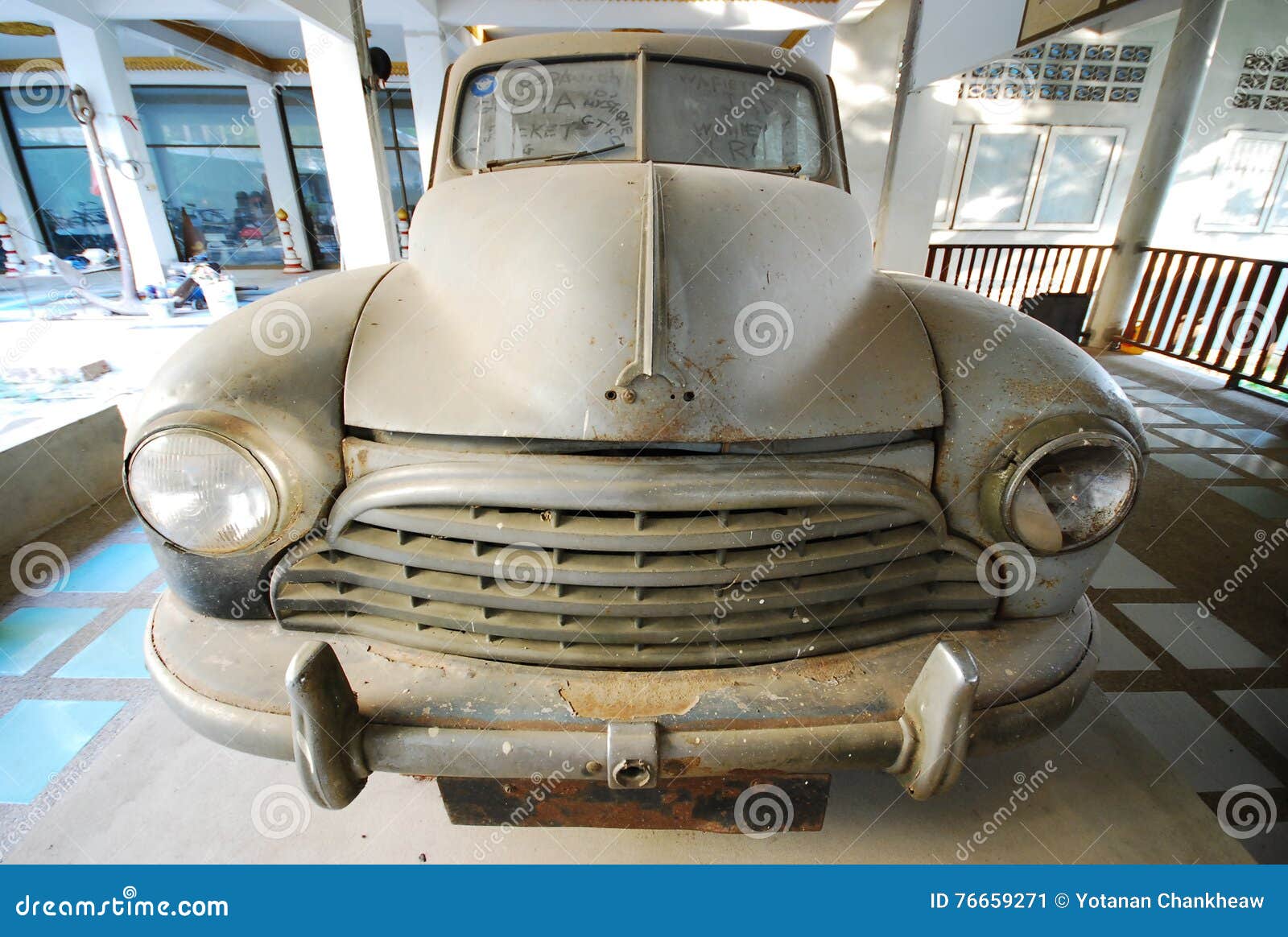 Old Retro Vintage Car is the Transportation on Road Stock Image - Image ...
