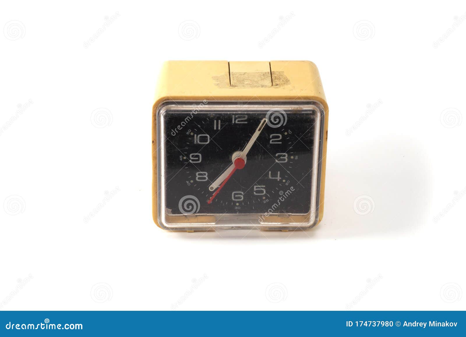 Old Retro Vintage Square Clock Isolated Stock Photo - Image of vintage ...