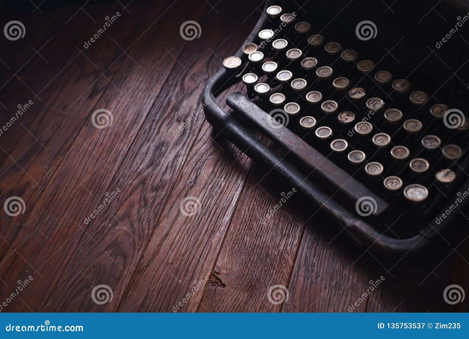 Old Retro Vintage Typewriter on Wooden Board Stock Image - Image of ...