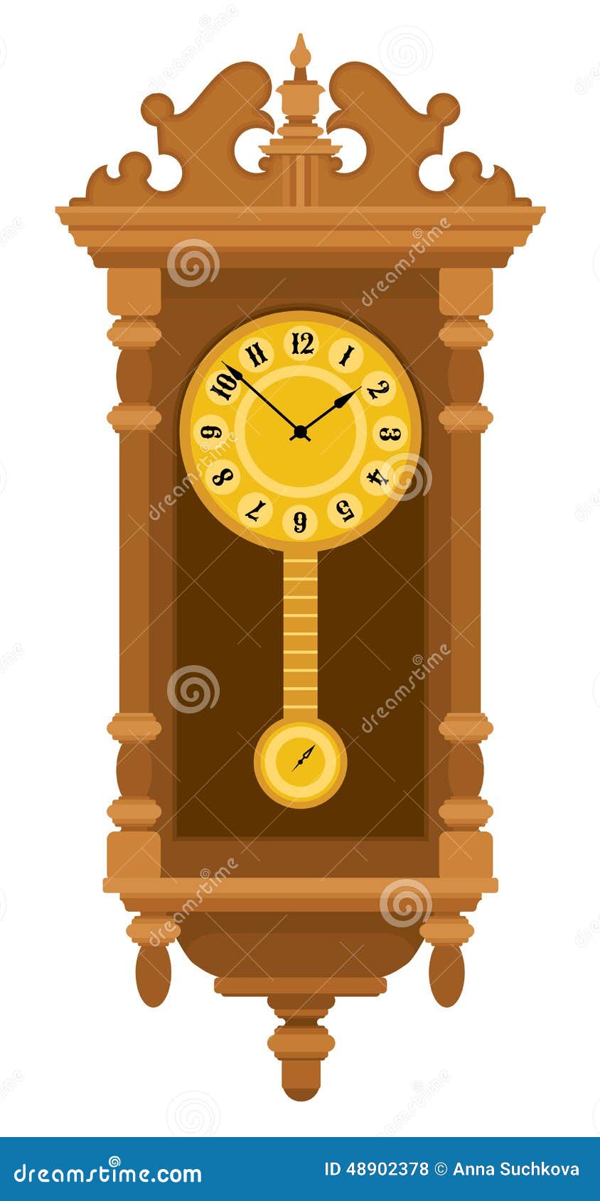 Old retro wall clock stock illustration. Illustration of retro - 48902378