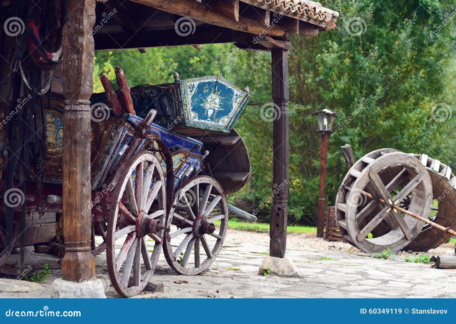 Old retro wood cart stock image. Image of light, retro - 60349119
