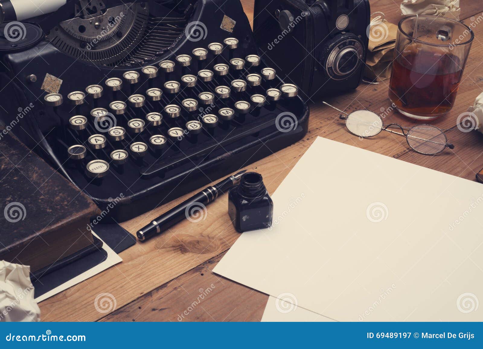 Old retro writers desk stock image. Image of white, banner - 69489197