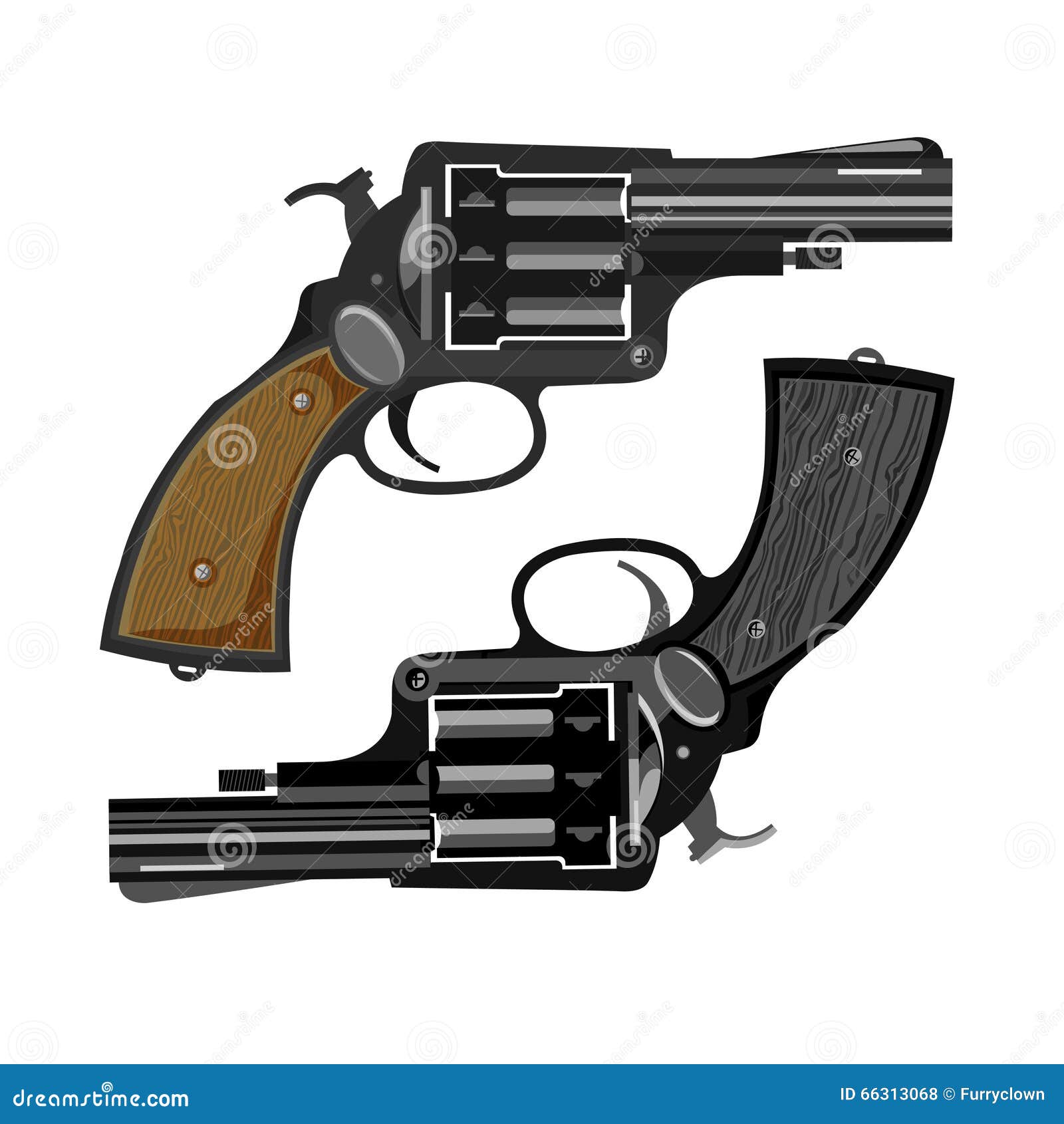 Revolvers Vector Icon In 6 Different Modern Styles. Black, Two Colored ...
