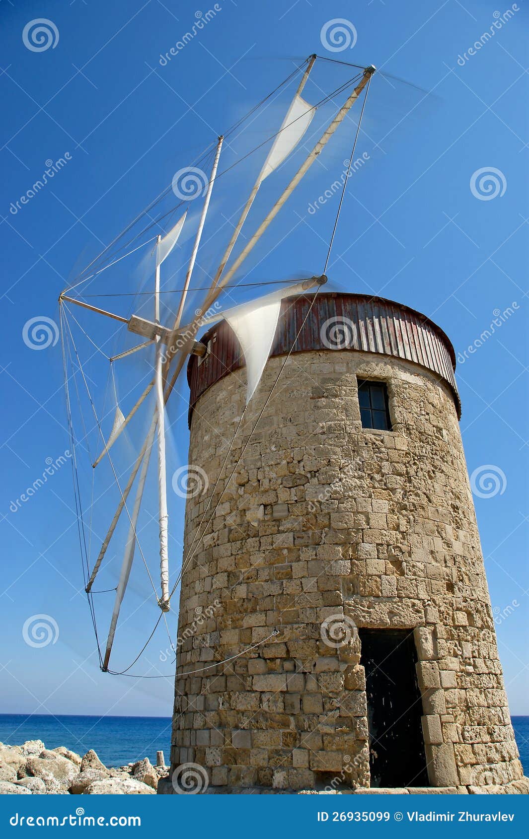 Old Rhodes Windmills, Greece Stock Image - Image of landmark, famous ...