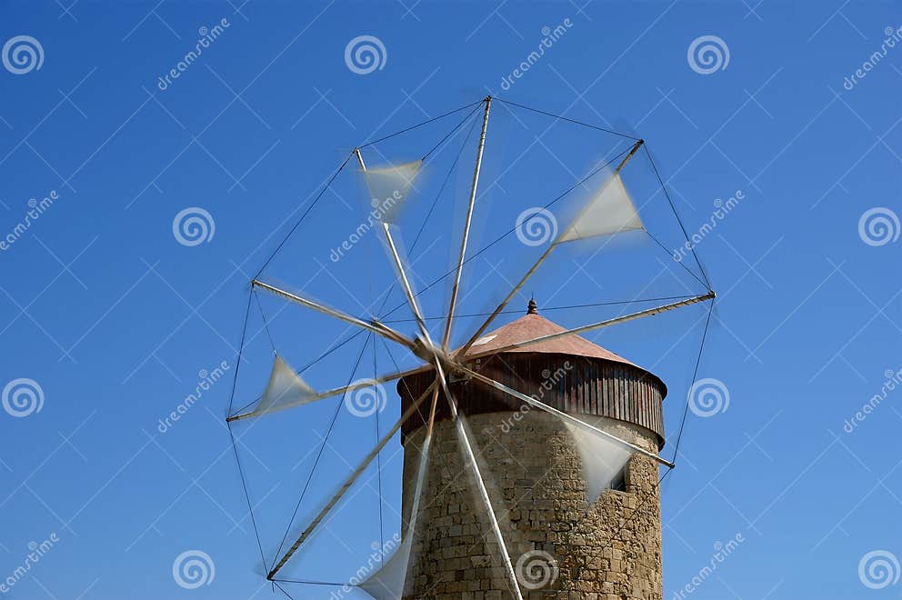 Old Rhodes Windmills, Greece Stock Image - Image of heritage, place ...
