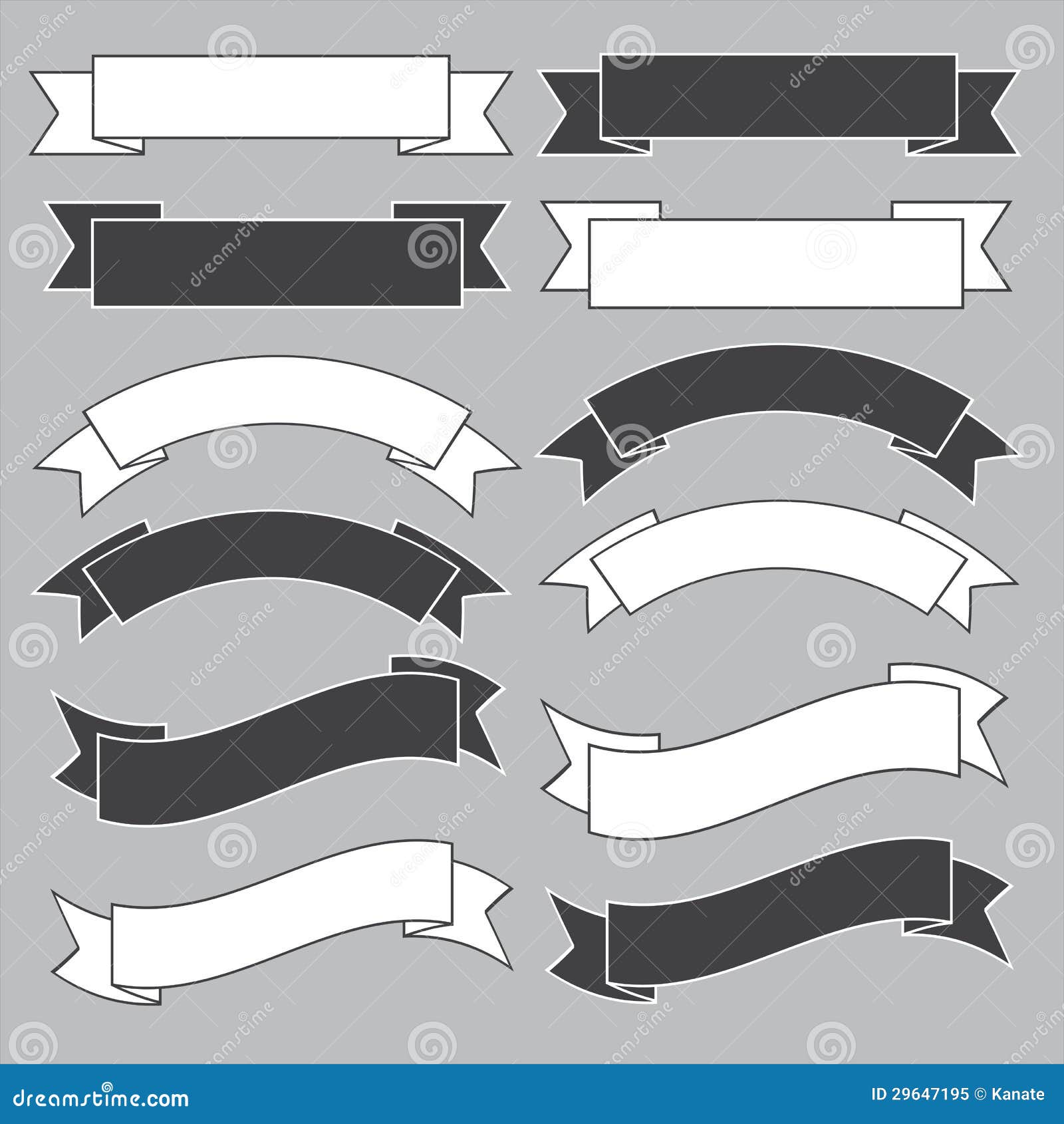Old Ribbon Banner ,black and White. Stock Vector - Illustration of ...