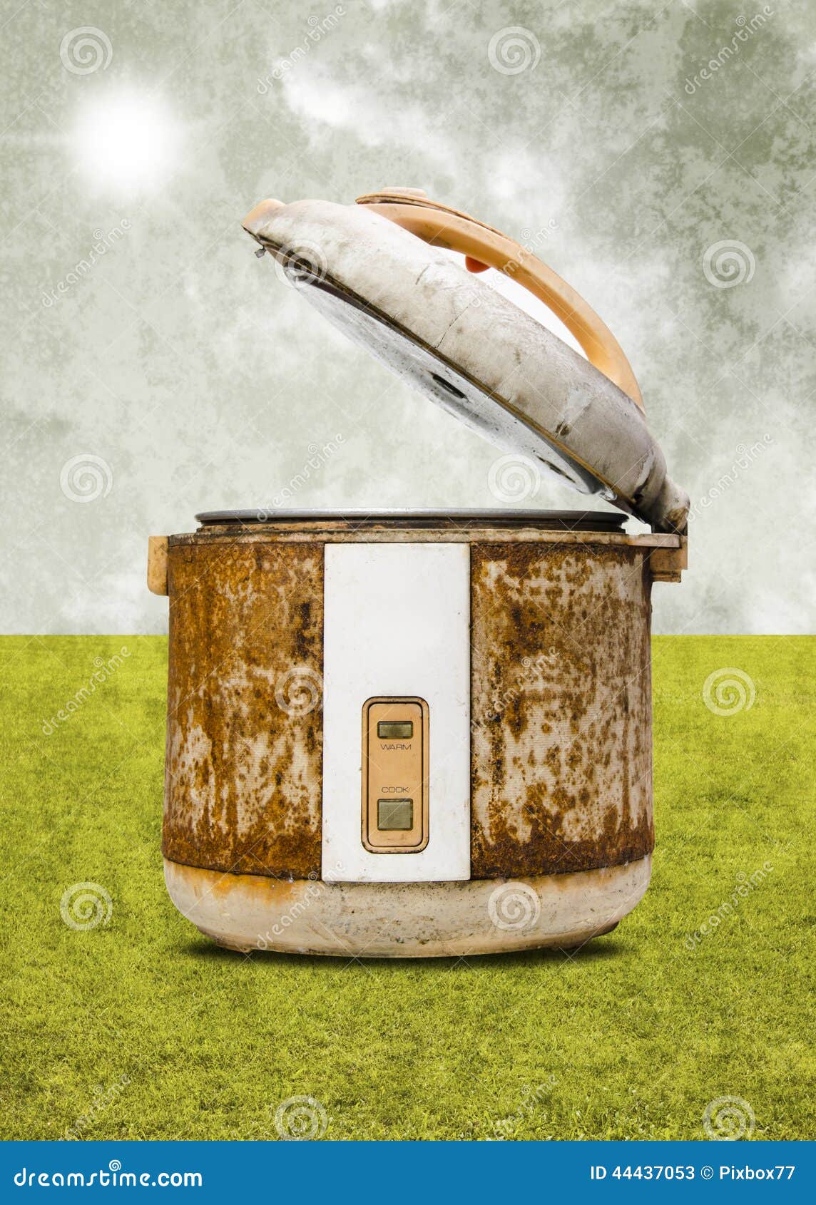 Old Rice Cooker with Field Background Stock Image - Image of antique ...