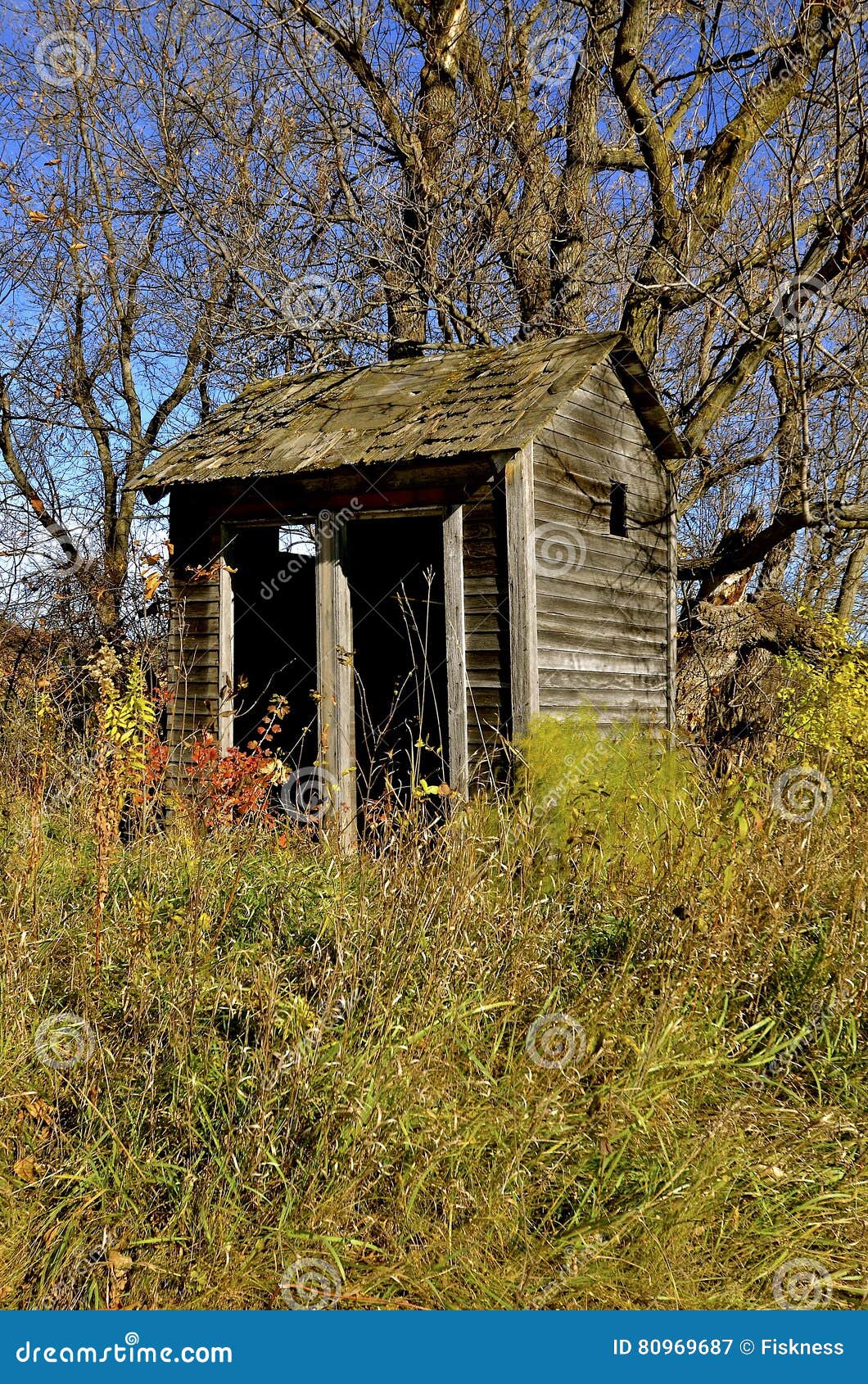 Old rickety outhouse stock image. Image of wood, outdoors - 80969687
