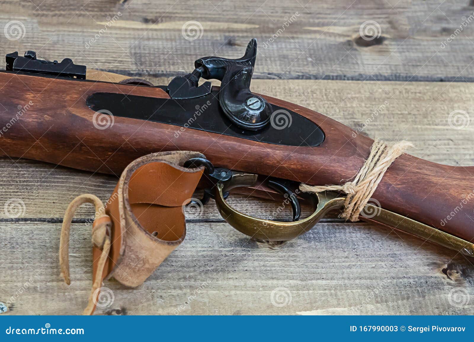 Old Rifle Gun with a Trigger Close-up on a Wooden Table Stock Image ...